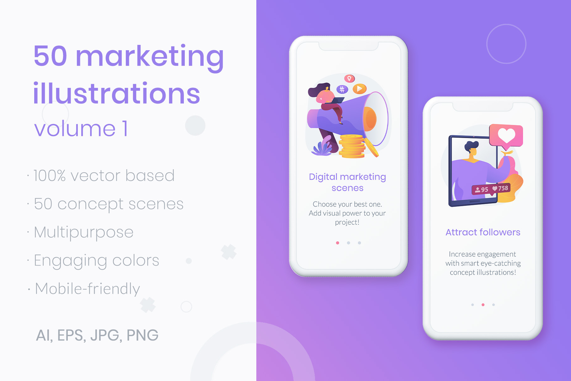 Digital marketing illustrations kit, an UI Kit Template by Visual ...