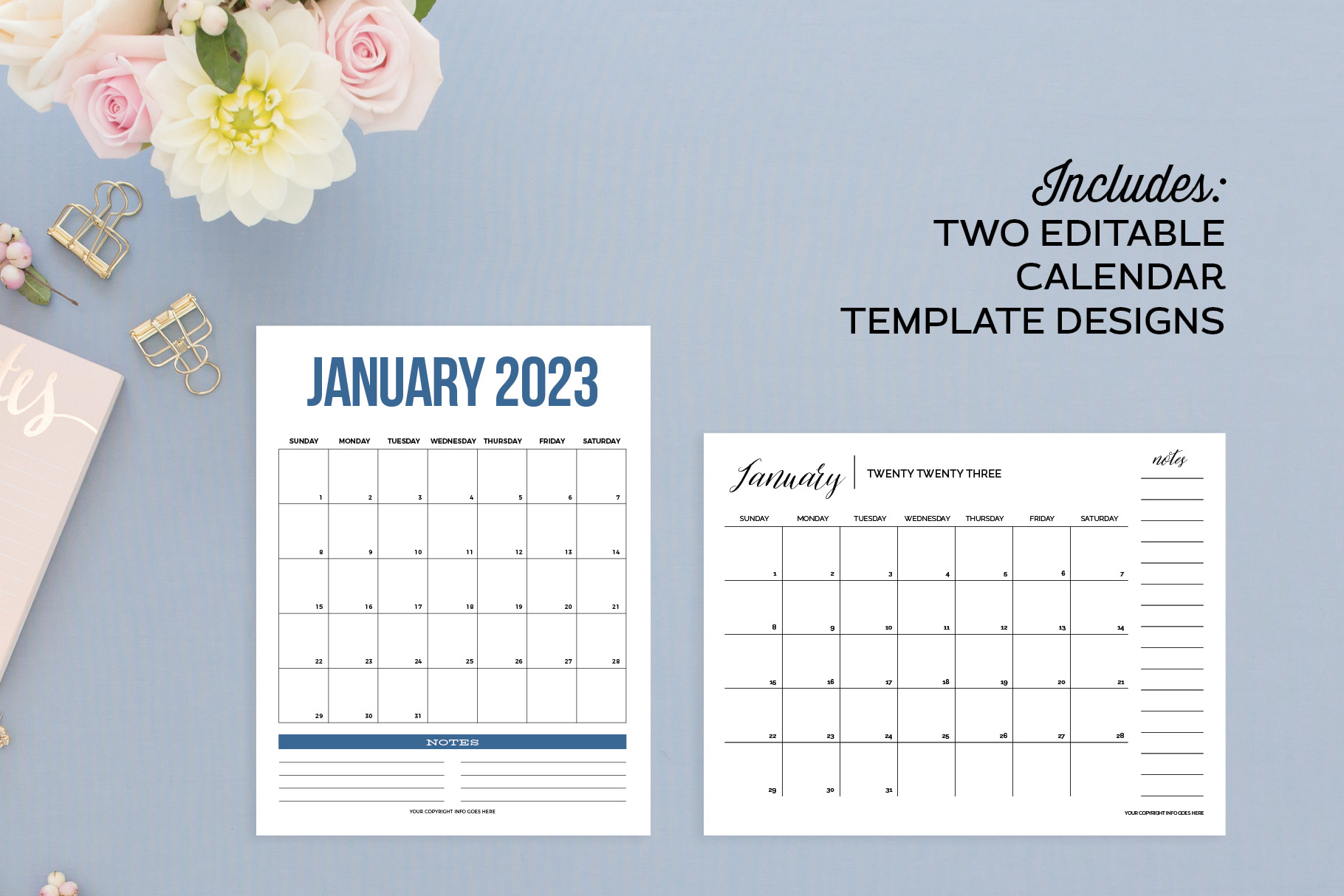 Calendar Templates for Adobe Illustrator