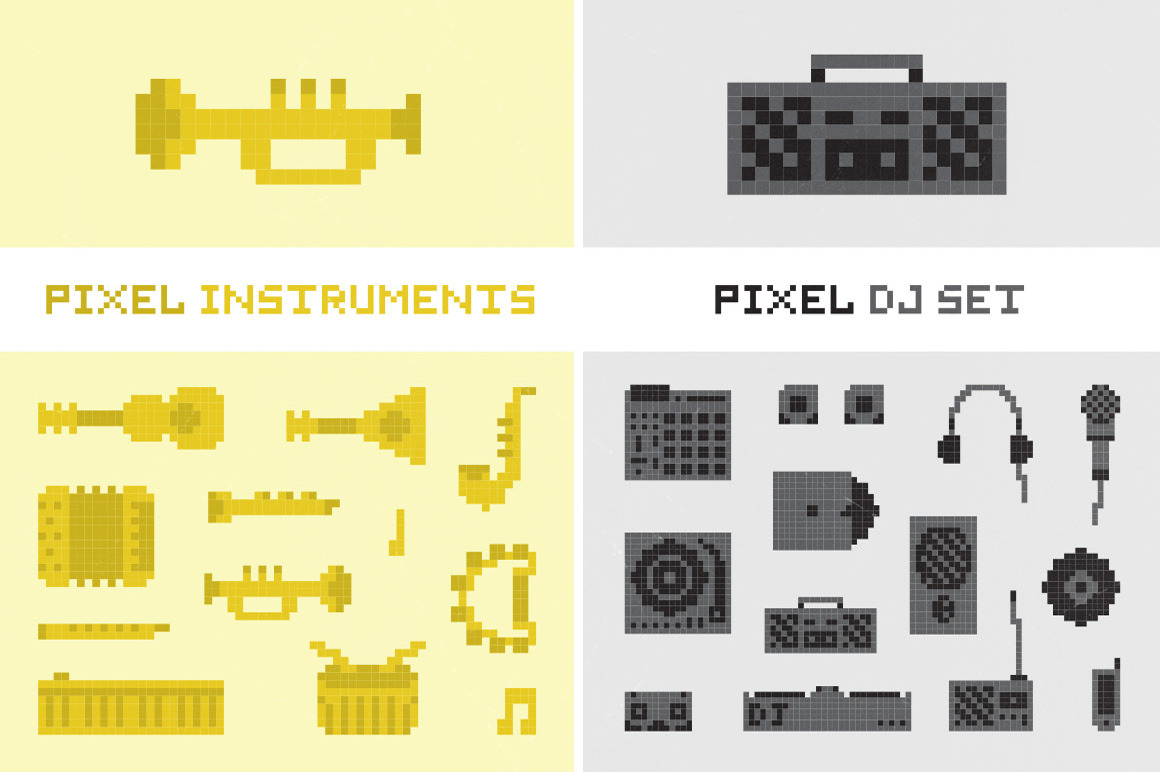 Pixel music set, an Icon by Dmitriylo