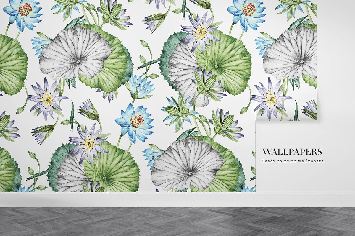 Loto, Luxurious Lotus Print & Motifs, a Pattern Graphic by Pink Linen ...