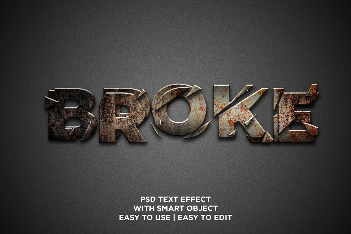 broke text effect, a Layer Style Add-On by yokbisayok
