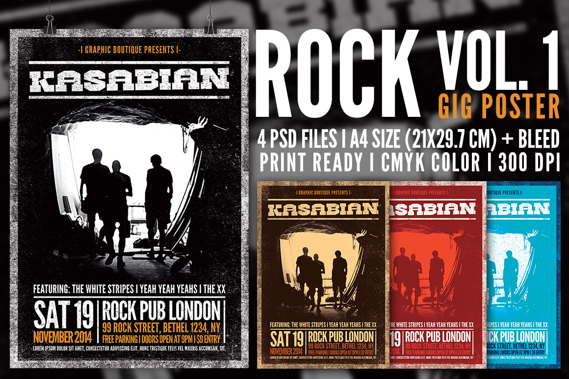 Rock Gig Poster vol. 1, a Flyer Template by Graphic Boutique