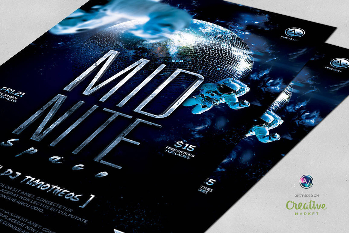 Midnite Space Flyer Template, a Flyer Template by Amorjesu.com