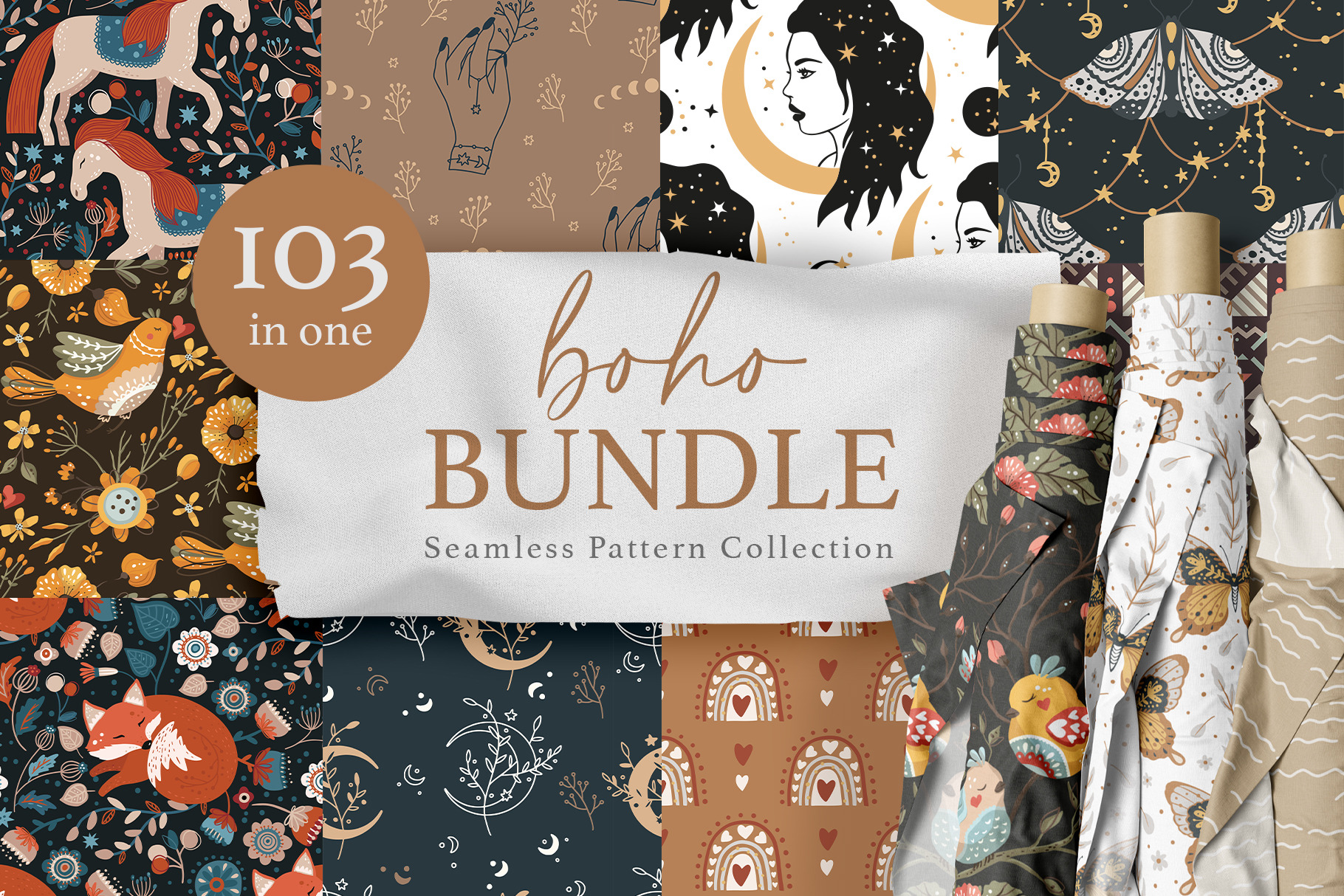 Seamless boho pattern bundle., a Pattern Graphic by Red Ink