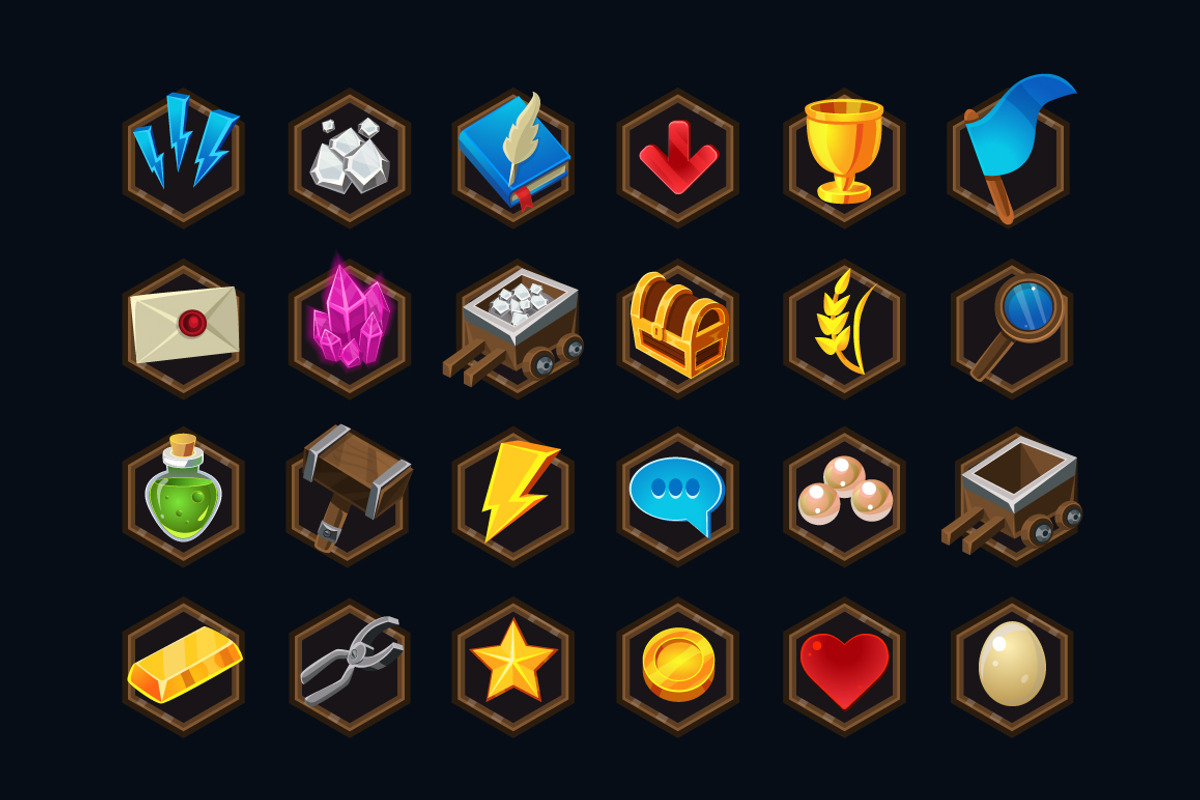 Set of 100 game icons, an Icon by A|B