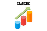 Statistic growing chart with arrow going up three dimensional vector, a ...