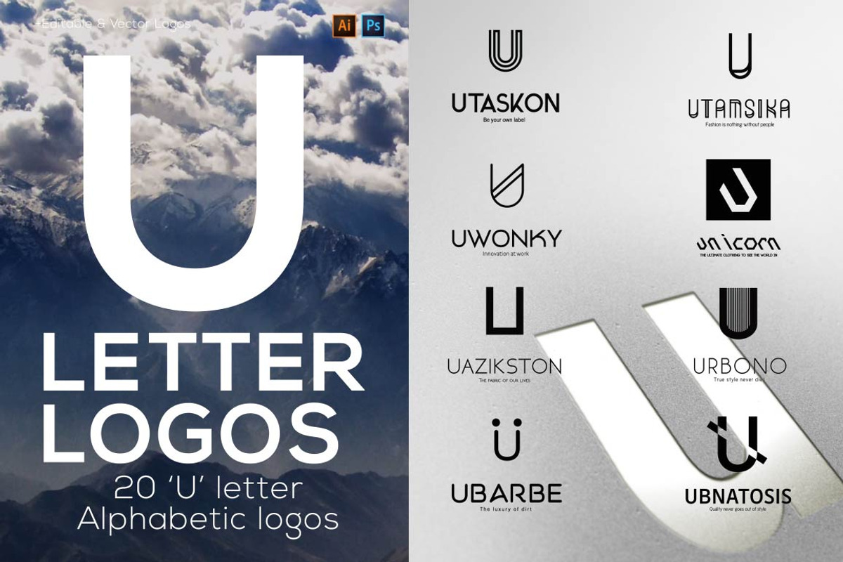 20 U Letter Alphabetic Logos, a Branding & Logo Template by AN ...