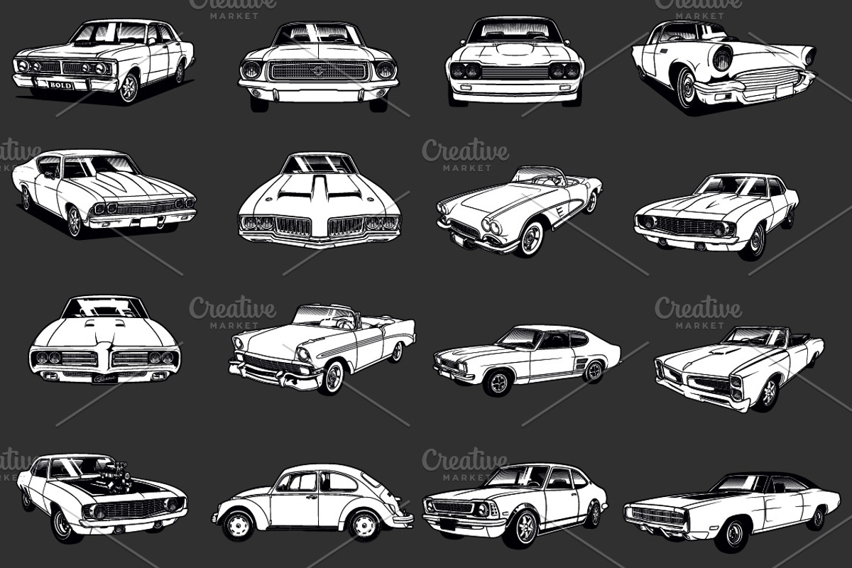 Classic Car Vector Pack vol 2, a Transportation Illustration by The ...