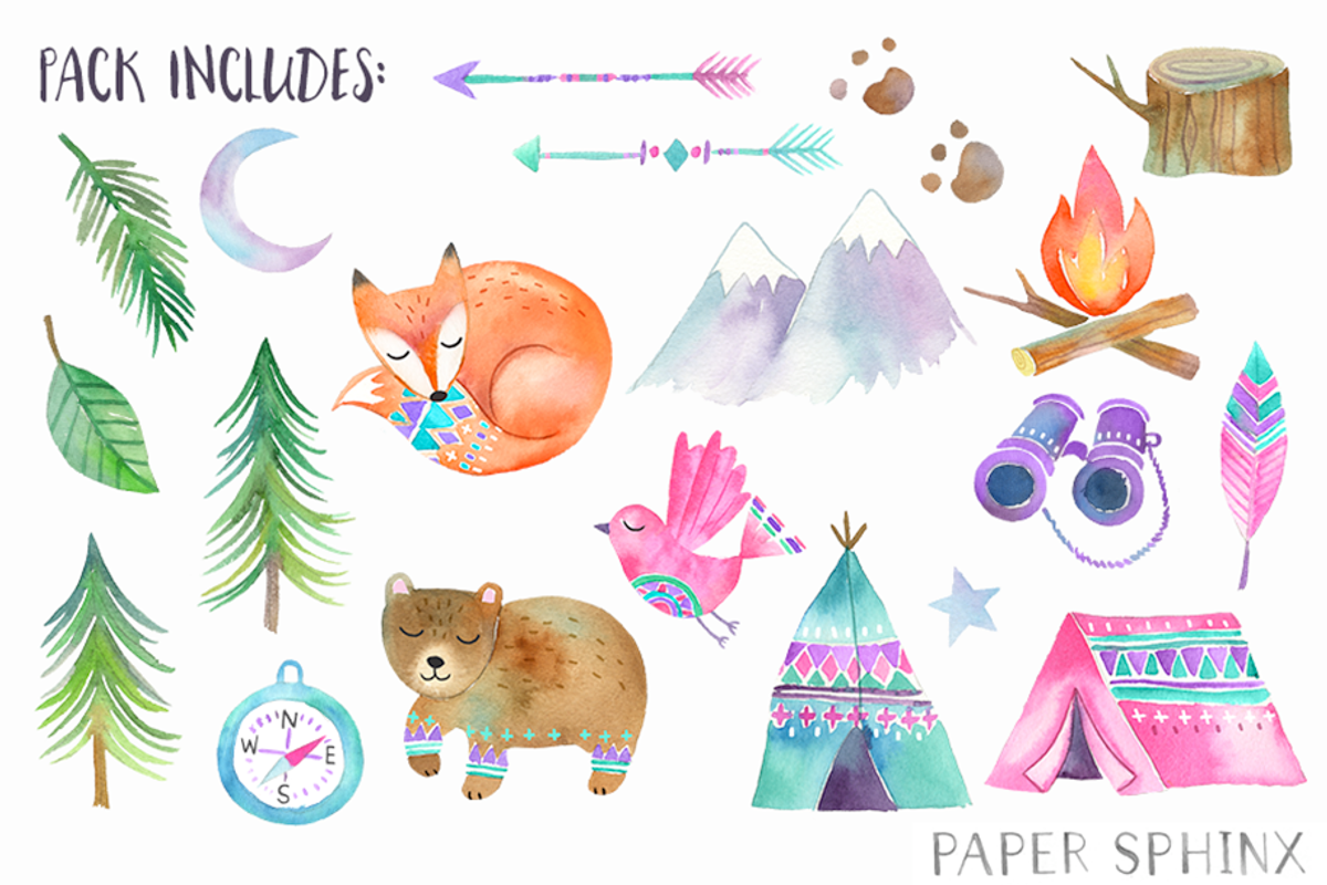 Woodland Adventure Watercolor Pack, a Graphic by PaperSphinx
