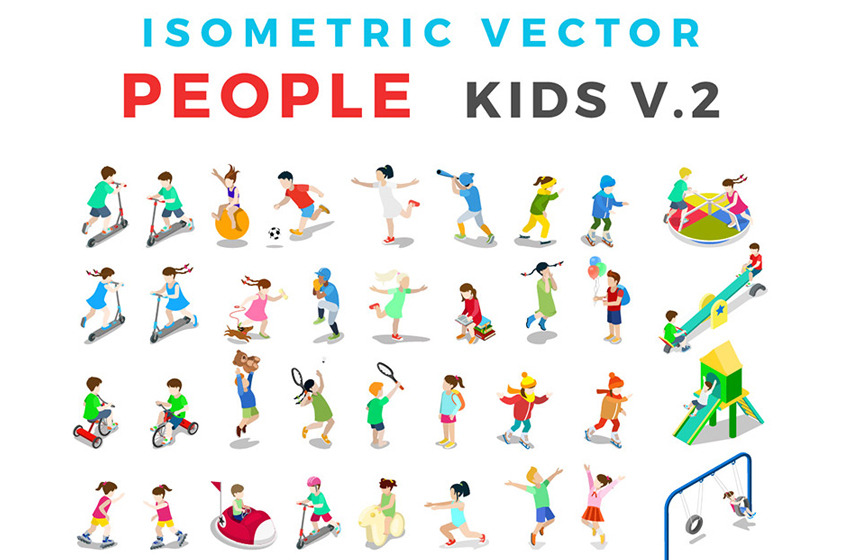 ISOMETRIC VECTOR People Kids v2, a Person Illustration by Sentavio