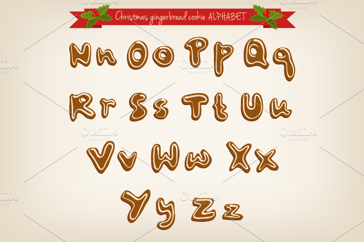 Vector gingerbread alphabet, an Illustration by Alenarozova