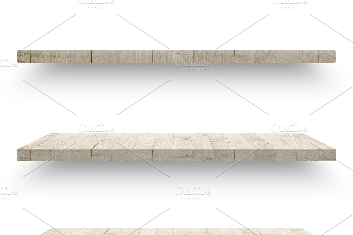 Wooden shelf template set isolated, a Texture Graphic by Sergey Kotenev