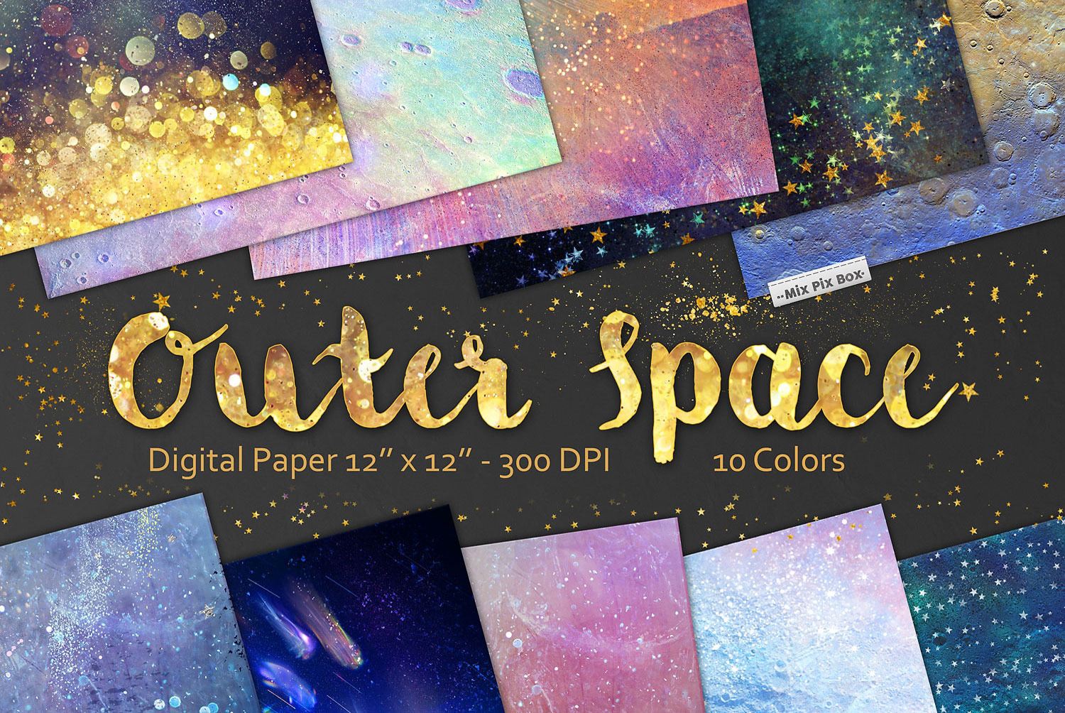 Space Digital paper, a Pattern Graphic by MixPixBox