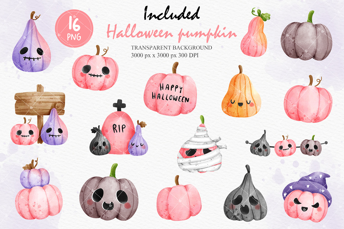 Pink halloween clipart, an Illustration by Chonnieartwork