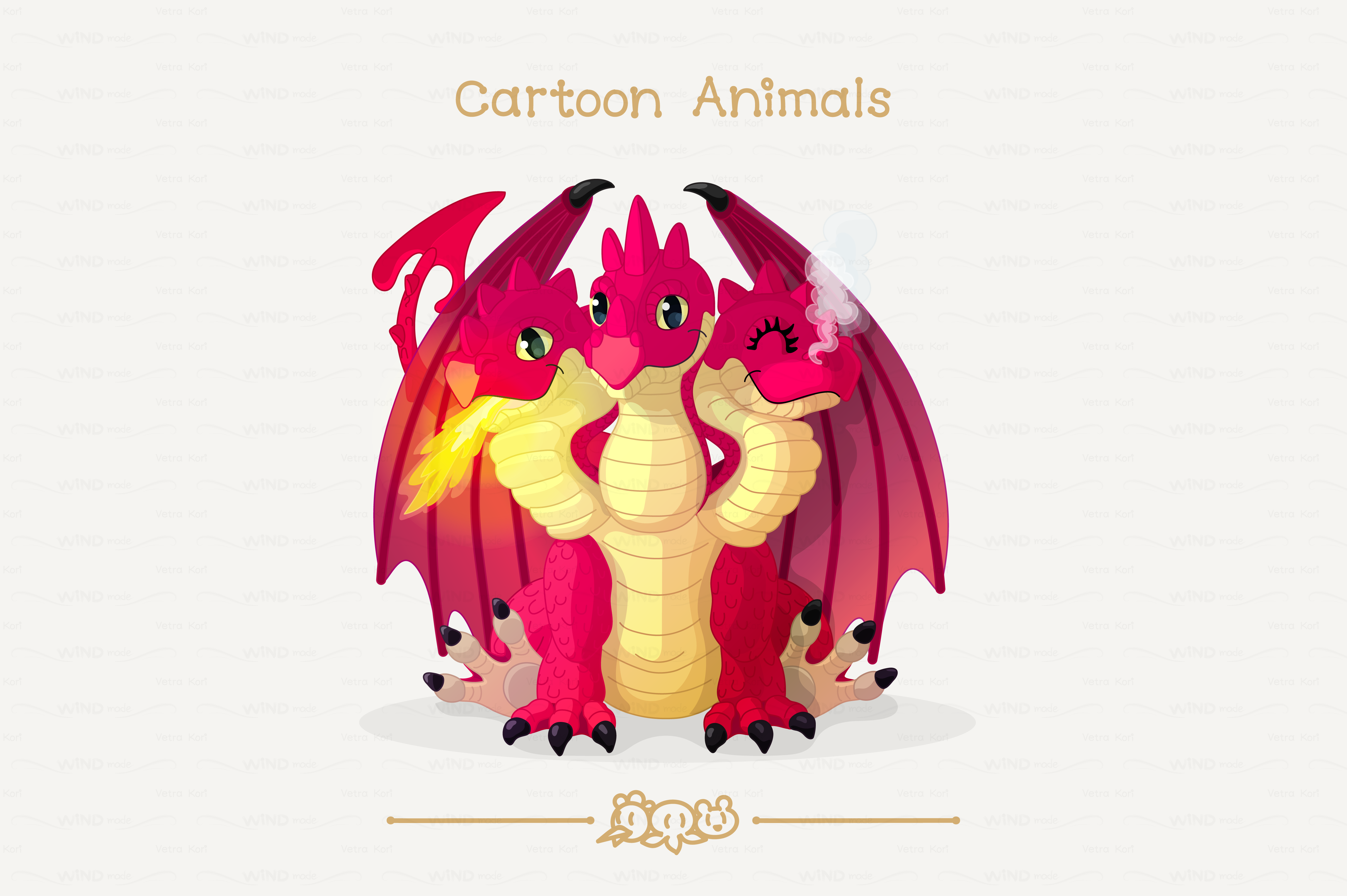 vector winged red dragon, an Animal Illustration by WINDmade