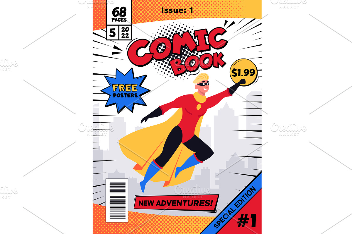 Comic book cover. Vintage magazine, a Person Illustration by winwin.art