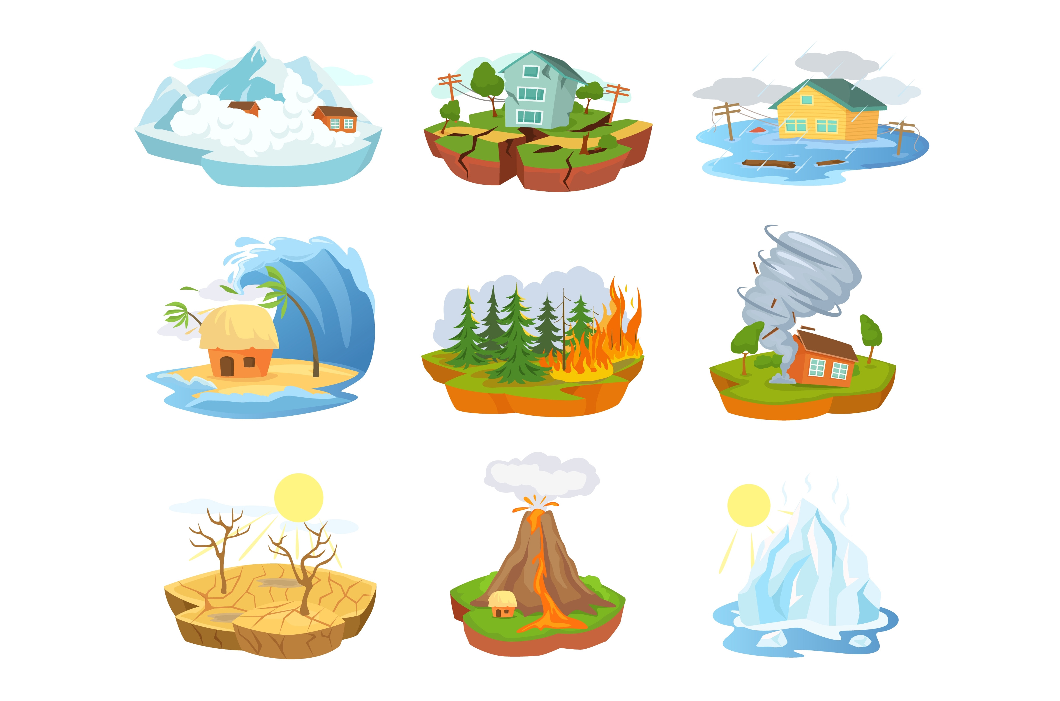 Cartoon natural disasters and, a Graphic by Frogella