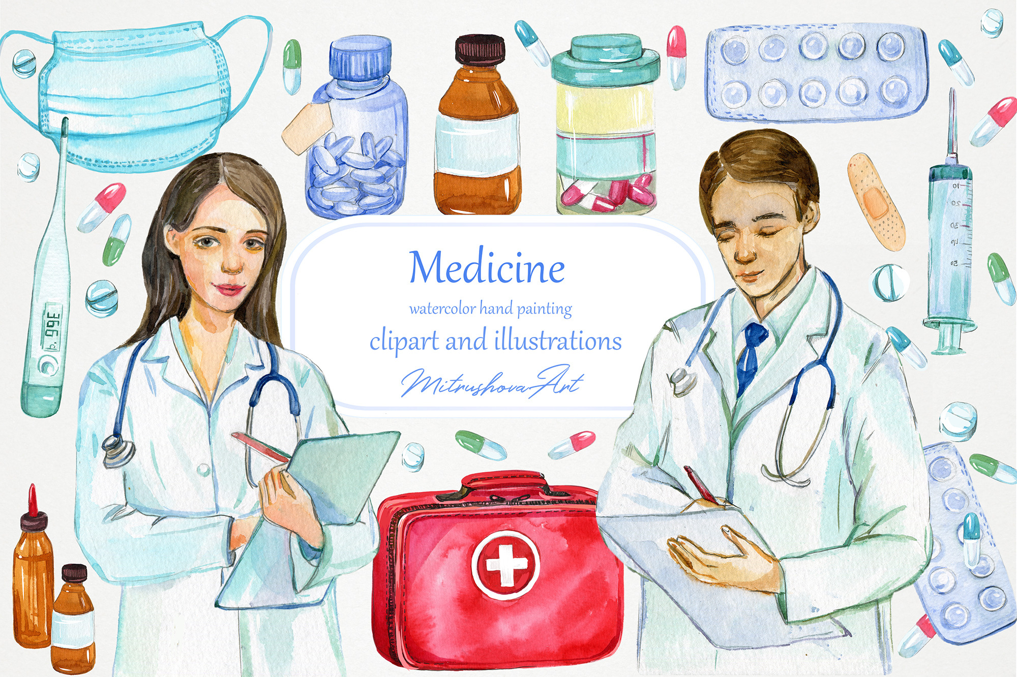 Watercolor Medical Clipart , Doctor, a Healthcare Illustration by ...