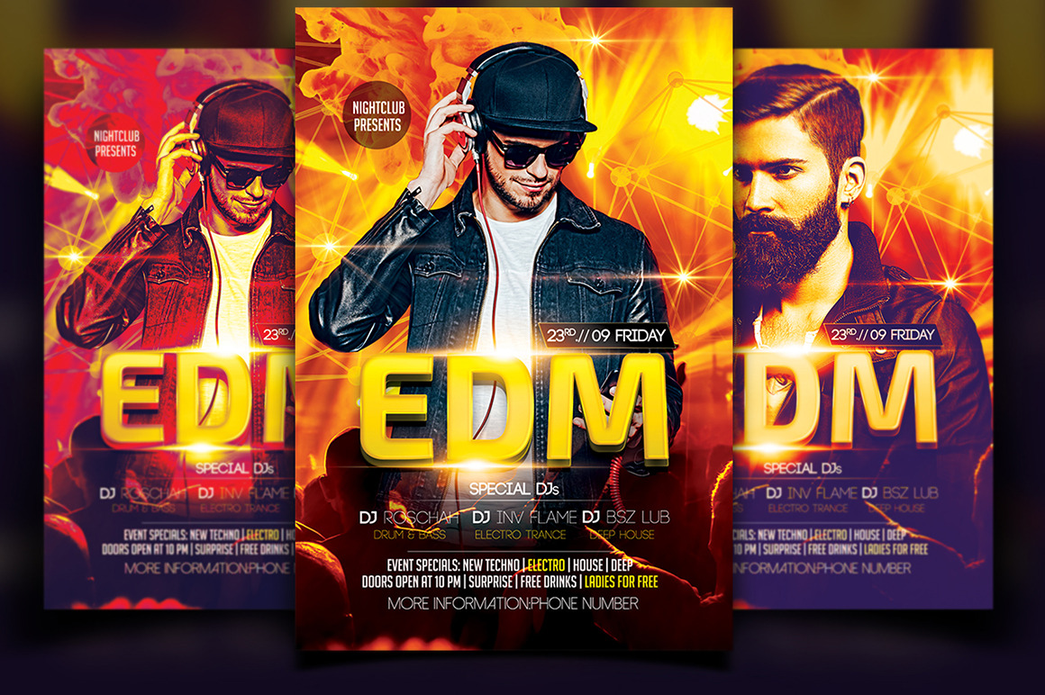 EDM Flyer Template, a Flyer Template by Basez Flyers