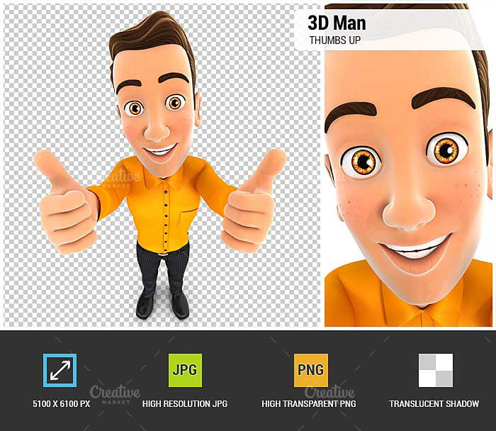 3D Man Thumbs Up, a Person Illustration by 3DMask