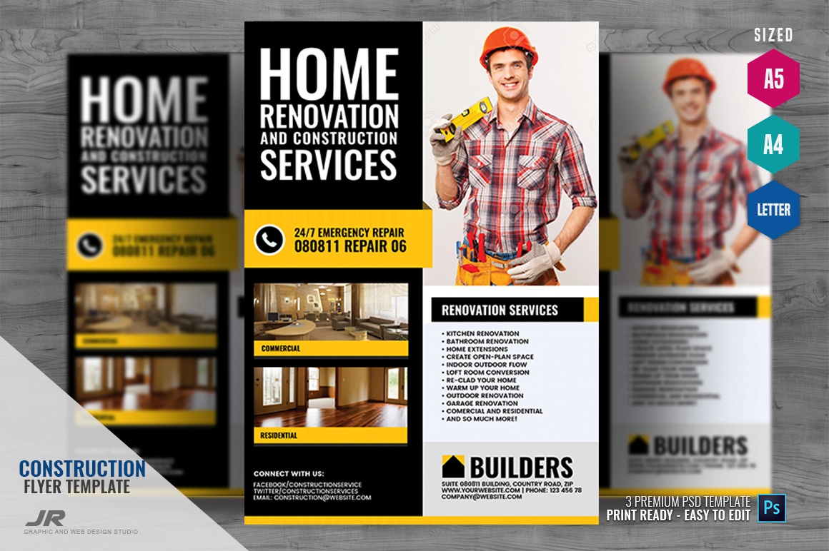 Construction and Building Flyer, a Flyer Template by PSDPixel