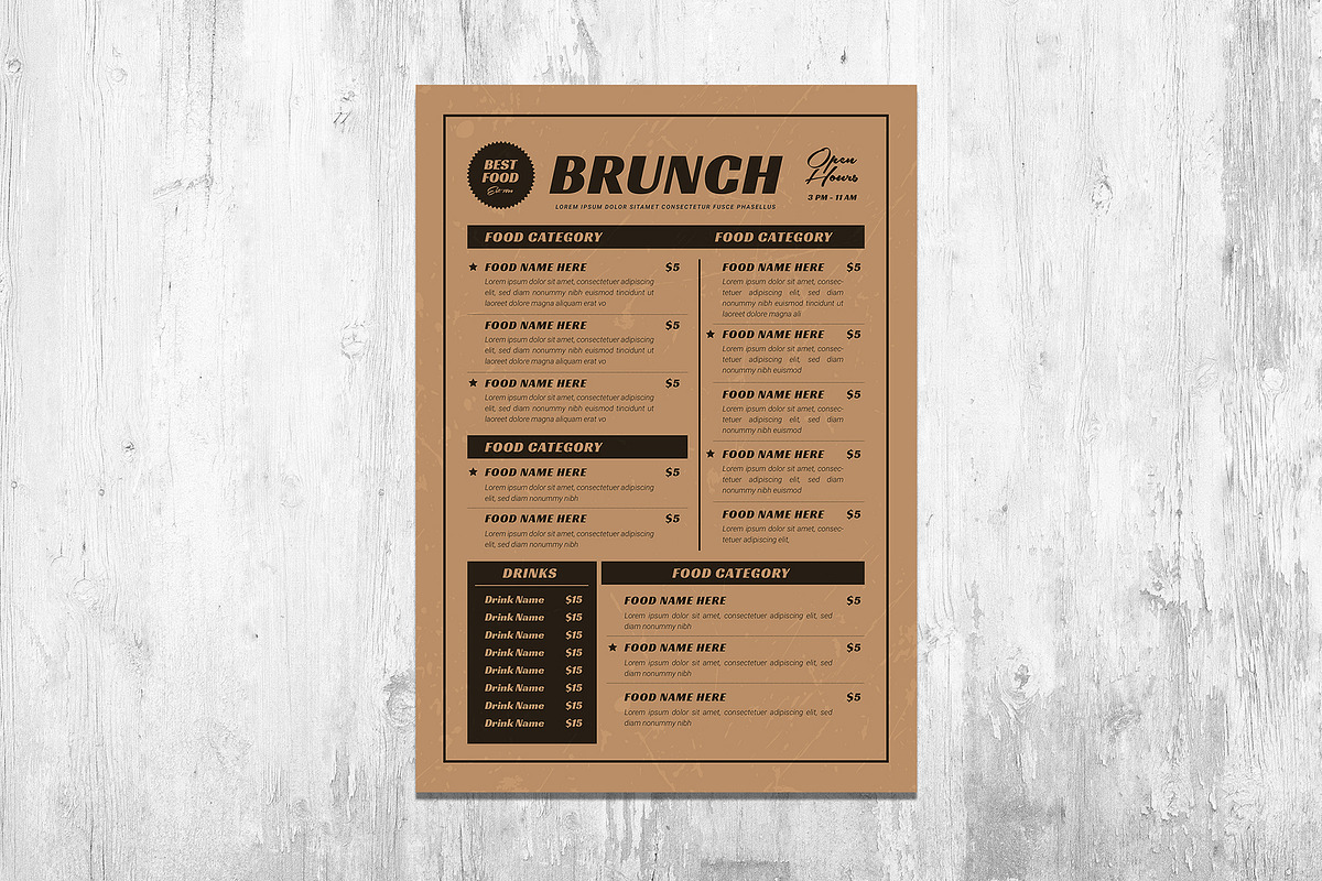 Retro Menus With Kraft paper, a Flyer Template by Guuver