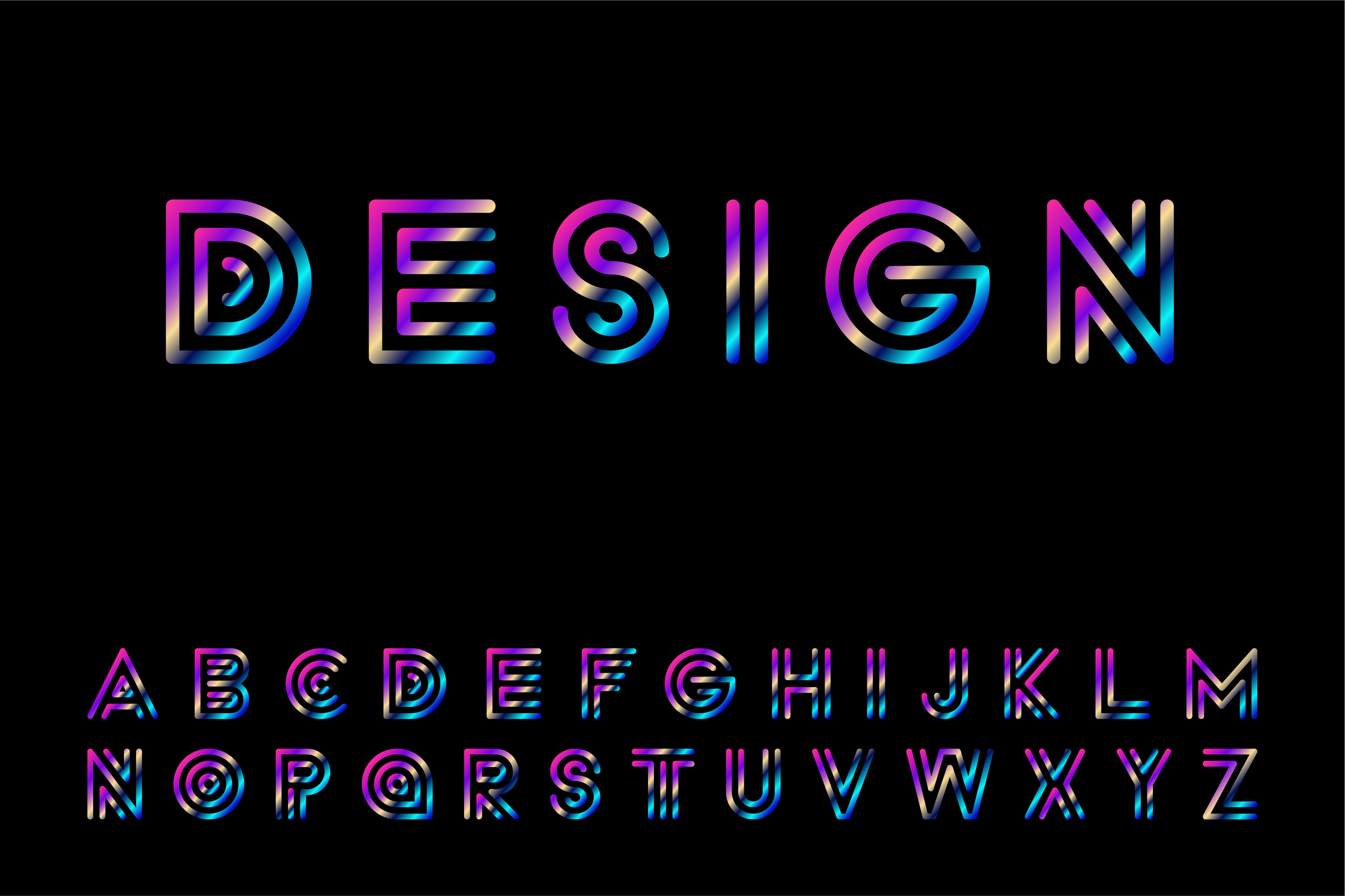 Color gradient striped alphabet