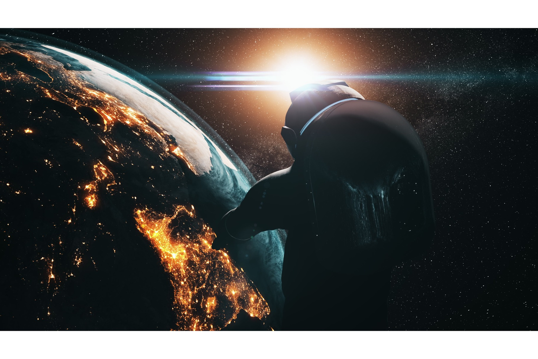 close up spaceman look at Earth, a Person Photo by Goinyk