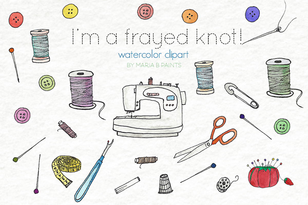 Watercolor Clip Art - Sewing, an Illustration by Maria B. Paints ...