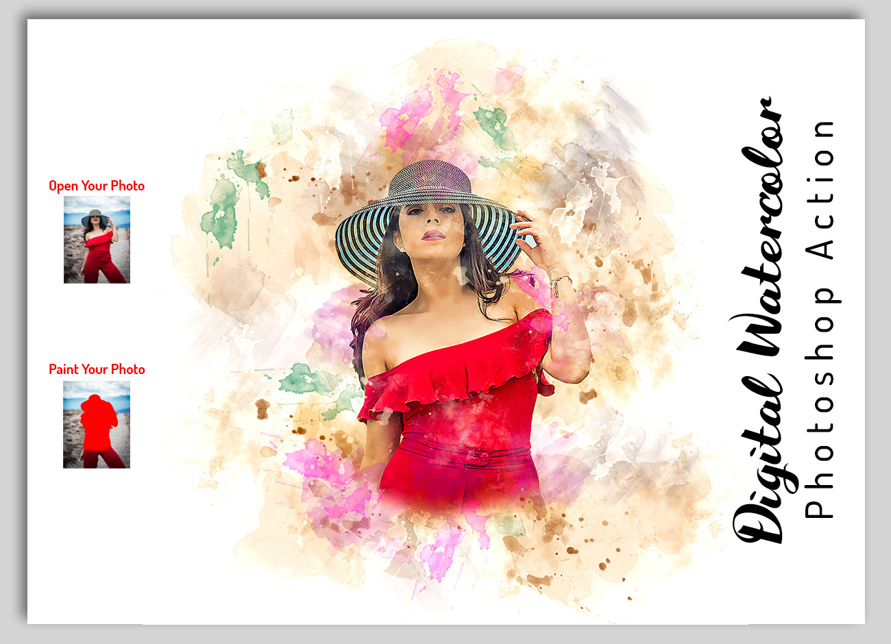 Digital Watercolor PS Action, a Brushes & More by Studio Retouch