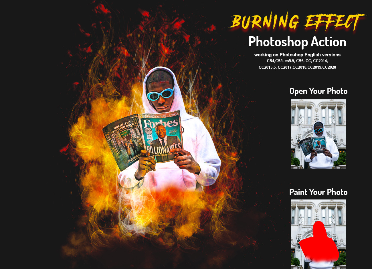 Burning Effect Photoshop Action, an Action Add-On by Studio Retouch