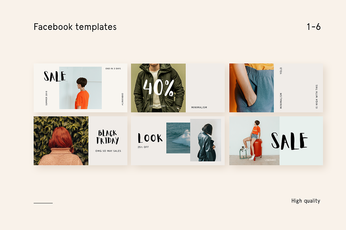 Minimal Facebook post templates, a Social Media Template by Wild Ones