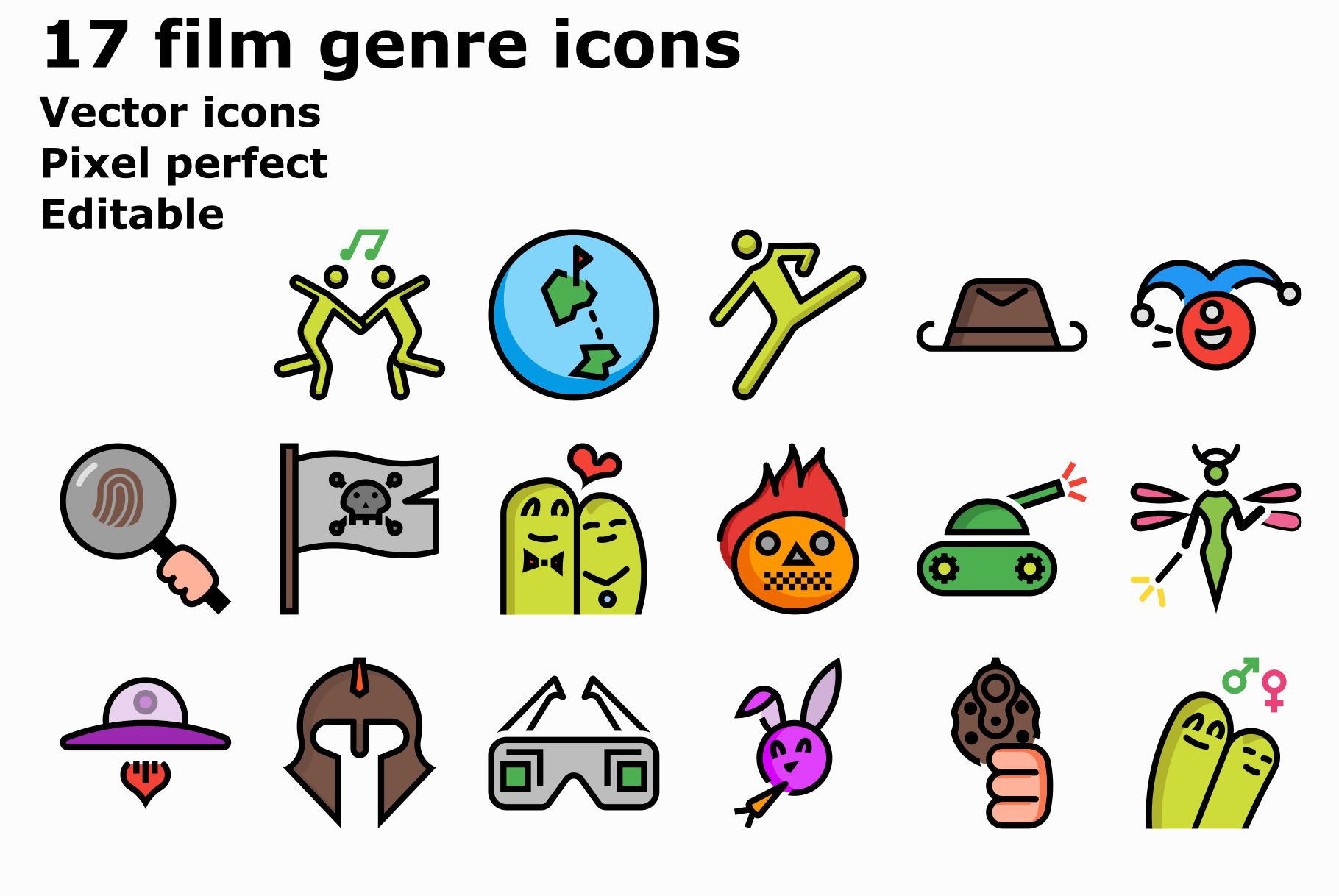Colored outline film genre icons, an Outline Icon by duyhung7689