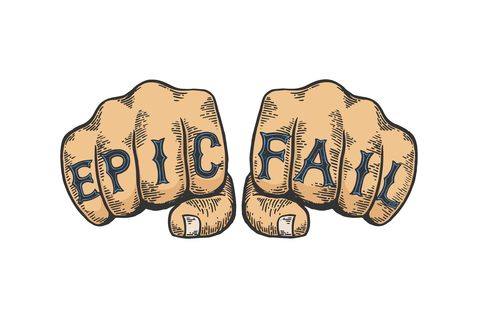 Epic fail words tattoo font sketch, an Illustration by AlexArt