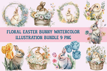 Watercolor Easter Spring Bunny | Creative Market