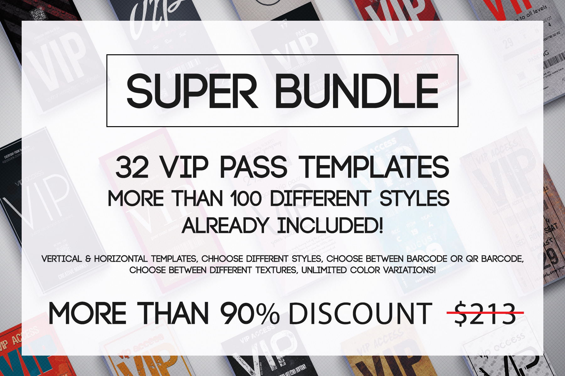 Super Bundle-Vip Pass Cards -90% off, a Card Template by Tzochko