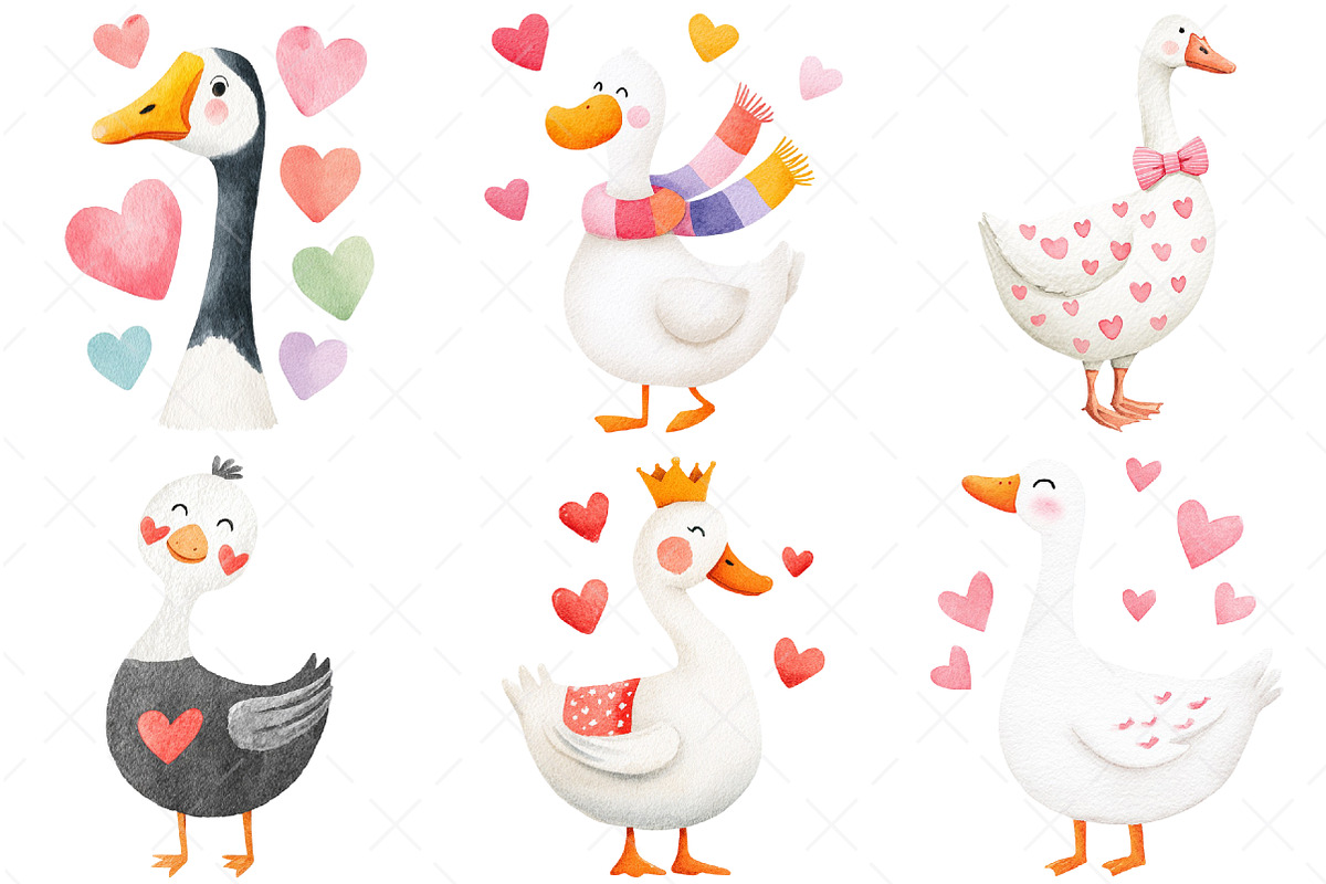 Valentine Silly Goose Clipart Png, an Illustration by Craft Nest