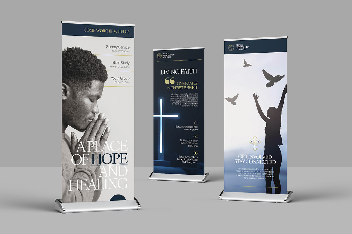 Church Event Roll-Up Banner Template, a Print Template by DesignerCandies