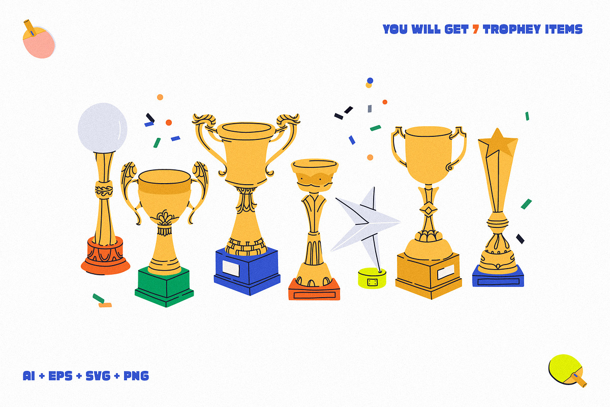 Paddle or table tennis vector bundle, a Sport Illustration by My.Ordinarty