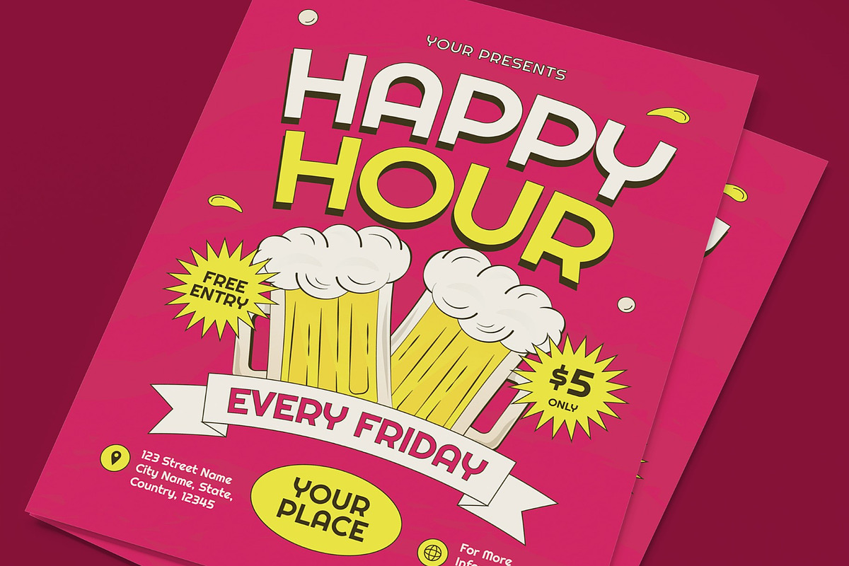 Happy Hour Flyer, a Flyer Template by graphicook