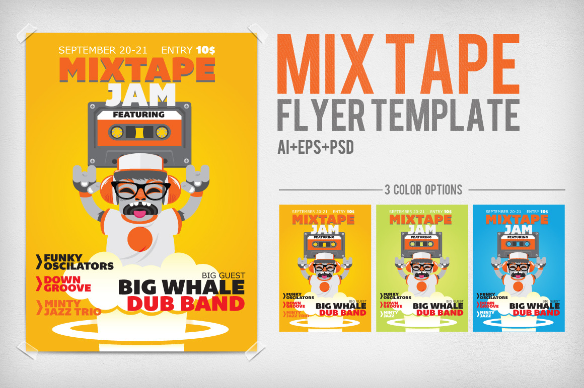Mix Tape Flyer Template, a Flyer Template by FilteredPixels