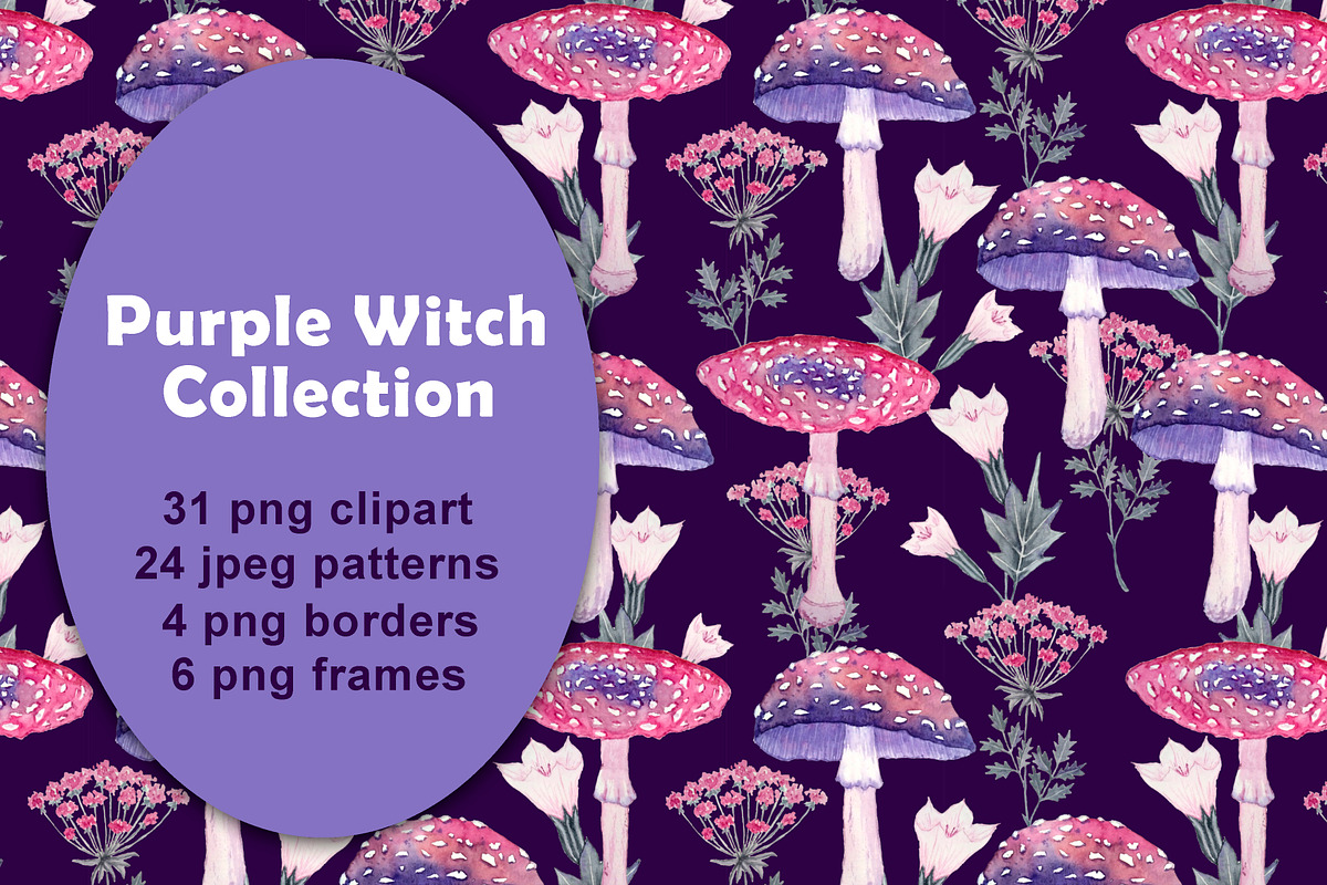 Forest Witch Clipart and Patterns, a Pattern Graphic by Lagmar Design