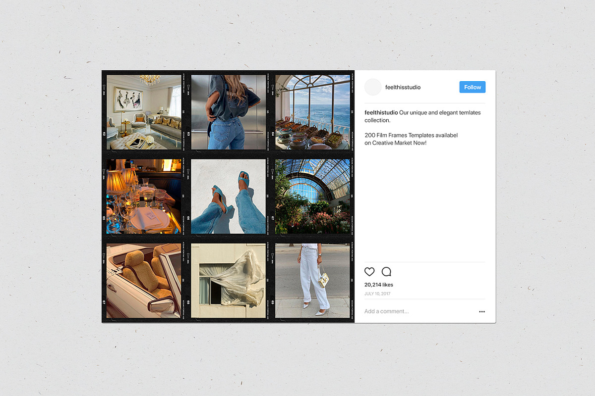 200 Film Frames & Instant Templates, a Social Media Template by Feel This
