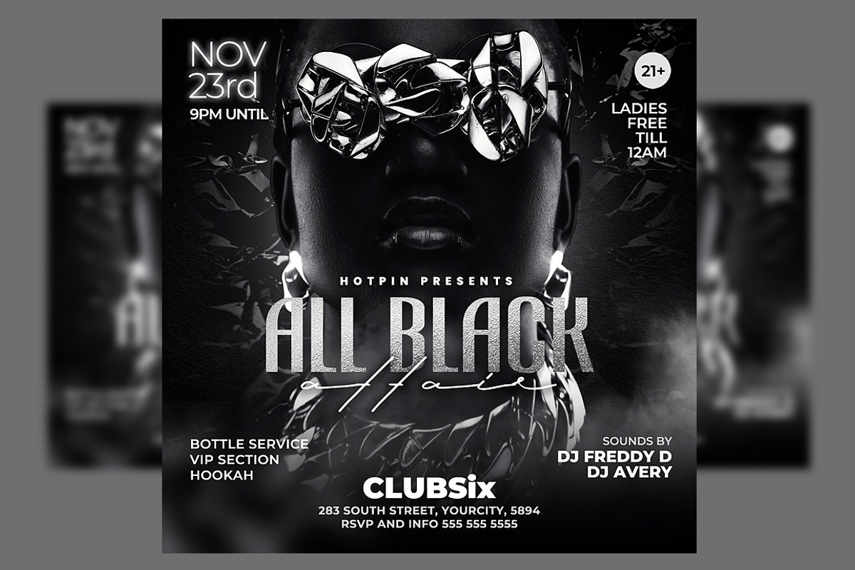 All Black Party Flyer Template, a Flyer Template by Hotpin