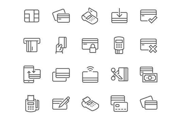 Line Credit Card Icons, an Outline Icon by Davooda