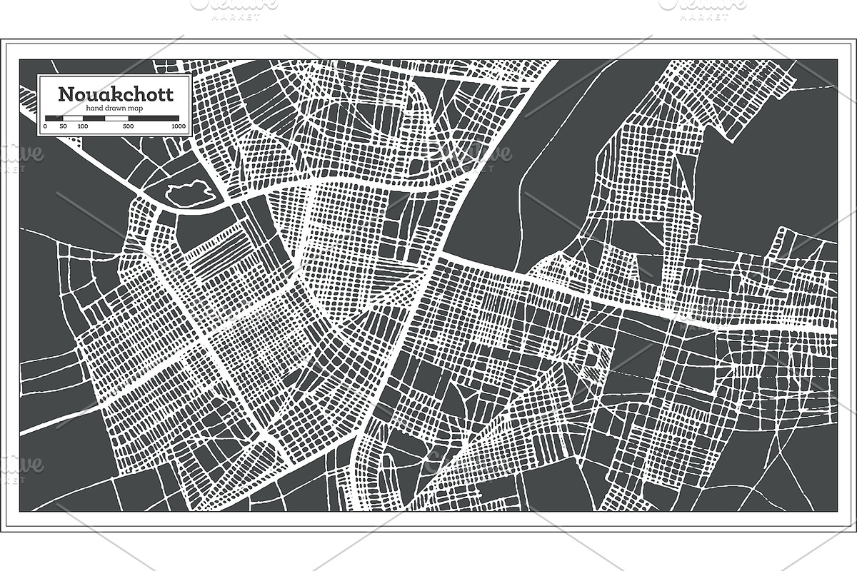Nouakchott Mauritania City Map, a Transportation Illustration by Booblgum
