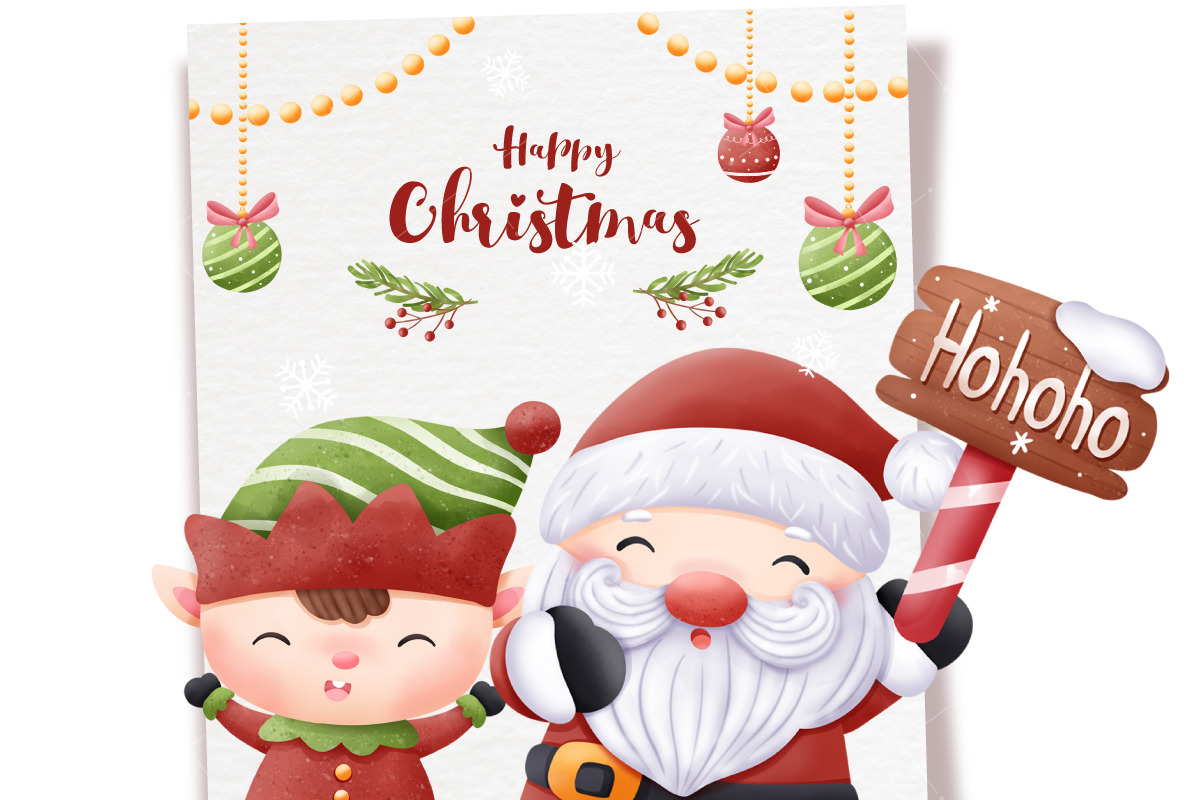 Cute Santa And Friends Clipart Set