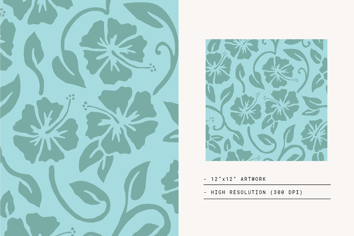 Hibiscus Flower Seamless Patterns