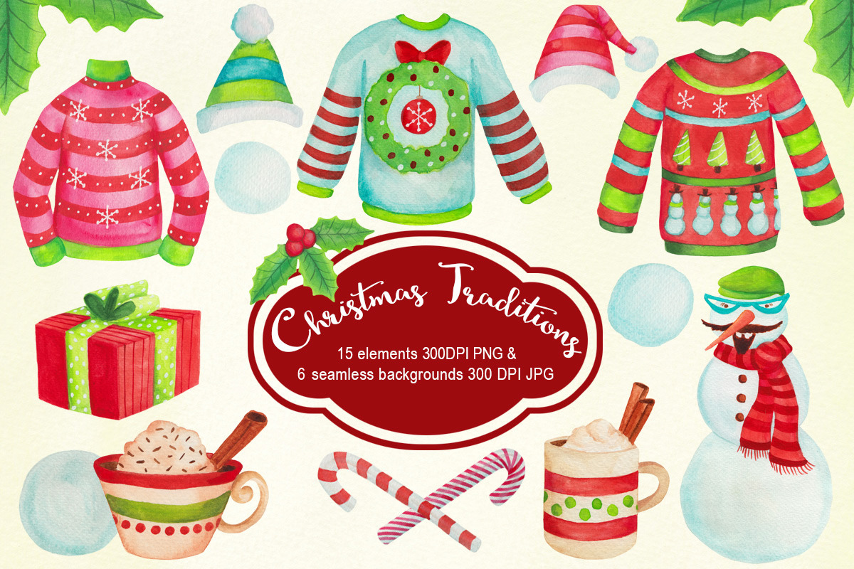 Christmas Sweaters Watercolors, an Illustration by SLS Lines