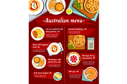 Australian food cuisine menu, a Food Illustration by Vector Tradition